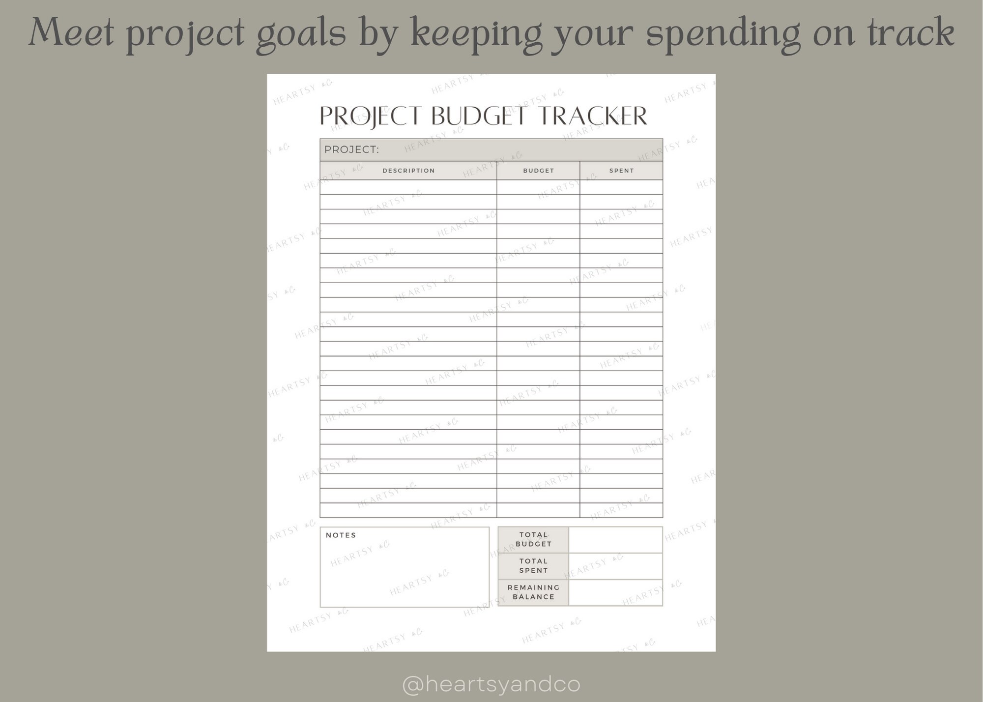 Project Budget Tracker Printable, Project Expenses, Project Costs ...