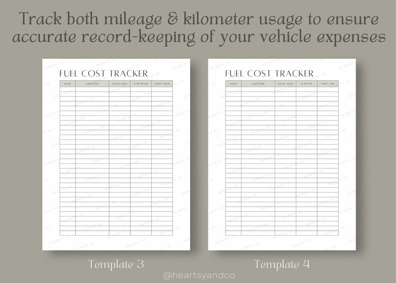 Fuel Cost Tracker Printable, Fuel Expense Log, Gas Budget, Mileage ...
