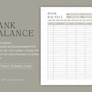 Bank Balance Tracker Printable, Beginner Spending Tracker, Finance ...