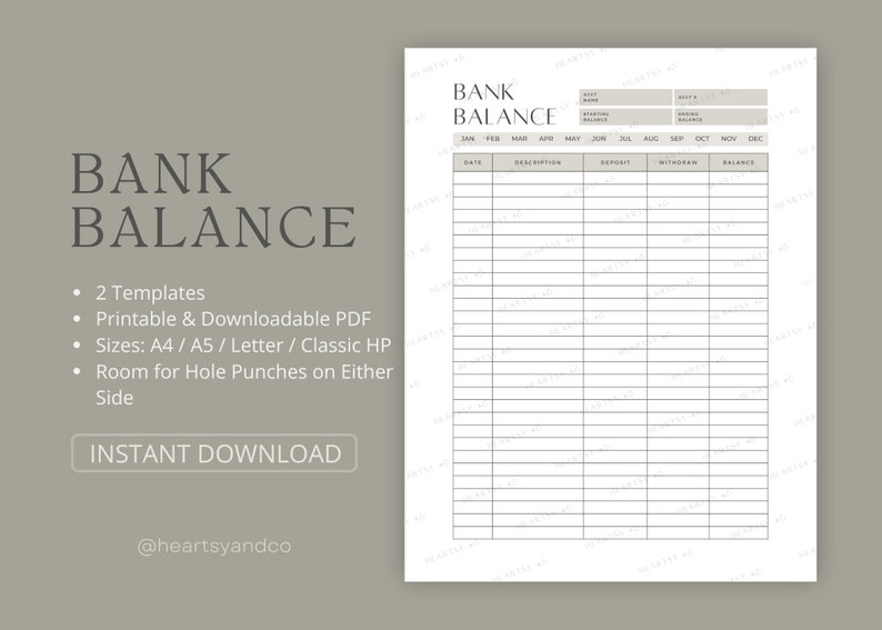 Bank Balance Tracker Printable, Beginner Spending Tracker, Finance ...