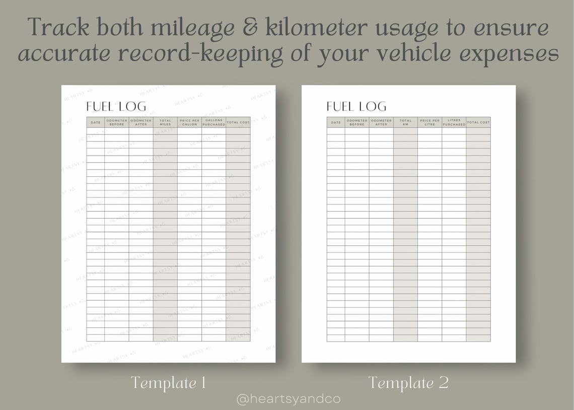 Fuel Cost Tracker Printable, Fuel Expense Log, Gas Budget, Mileage ...