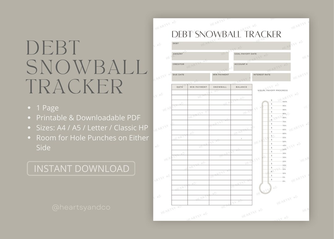 Debt Snowball Tracker Printable, Snowball Payment Plan, Debt Snowball ...