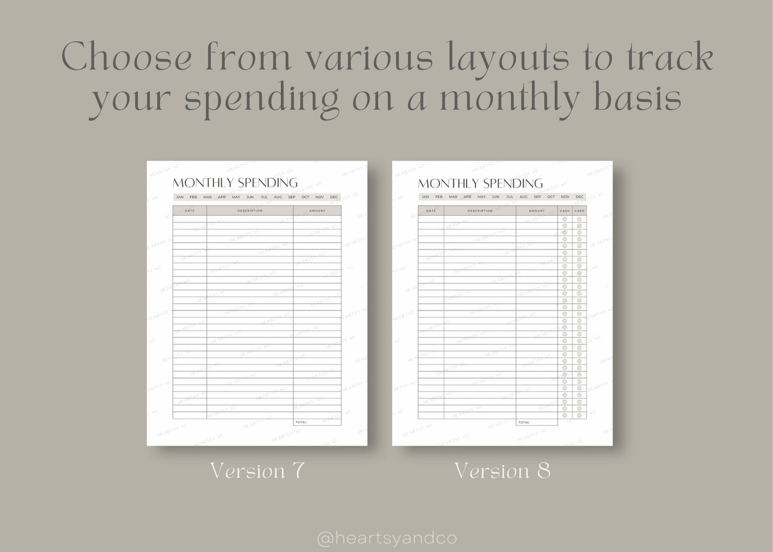 Monthly Spending Tracker Printable, Monthly Purchase Log, Expense ...