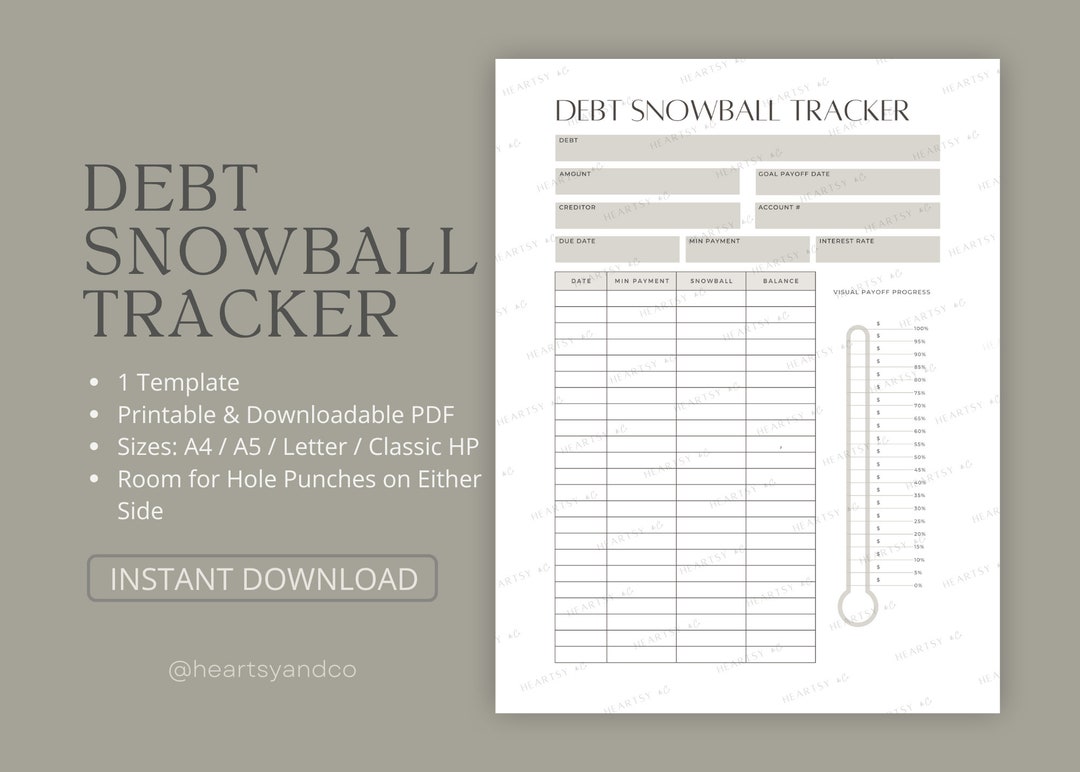 Debt Snowball Tracker Printable, Snowball Payment Plan, Debt Snowball ...