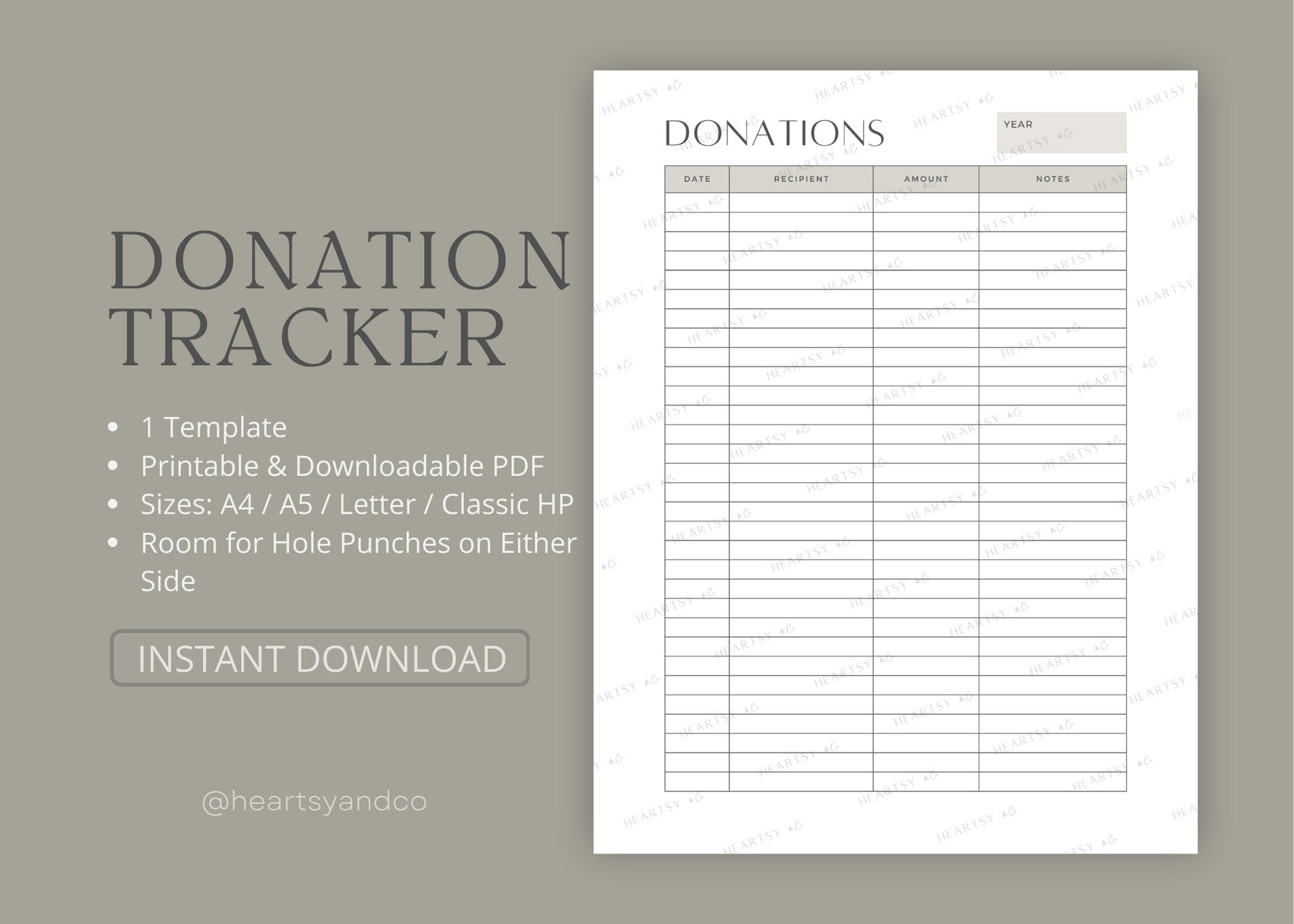 Donation Tracker Printable, Charitable Expenses, Tithe Tracker ...