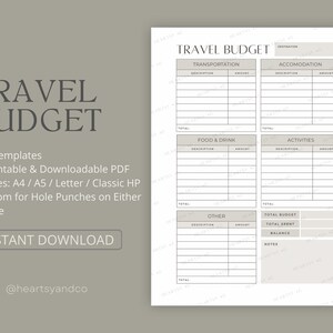Travel Budget Printable, Vacation Budget Template, Travel Expense ...
