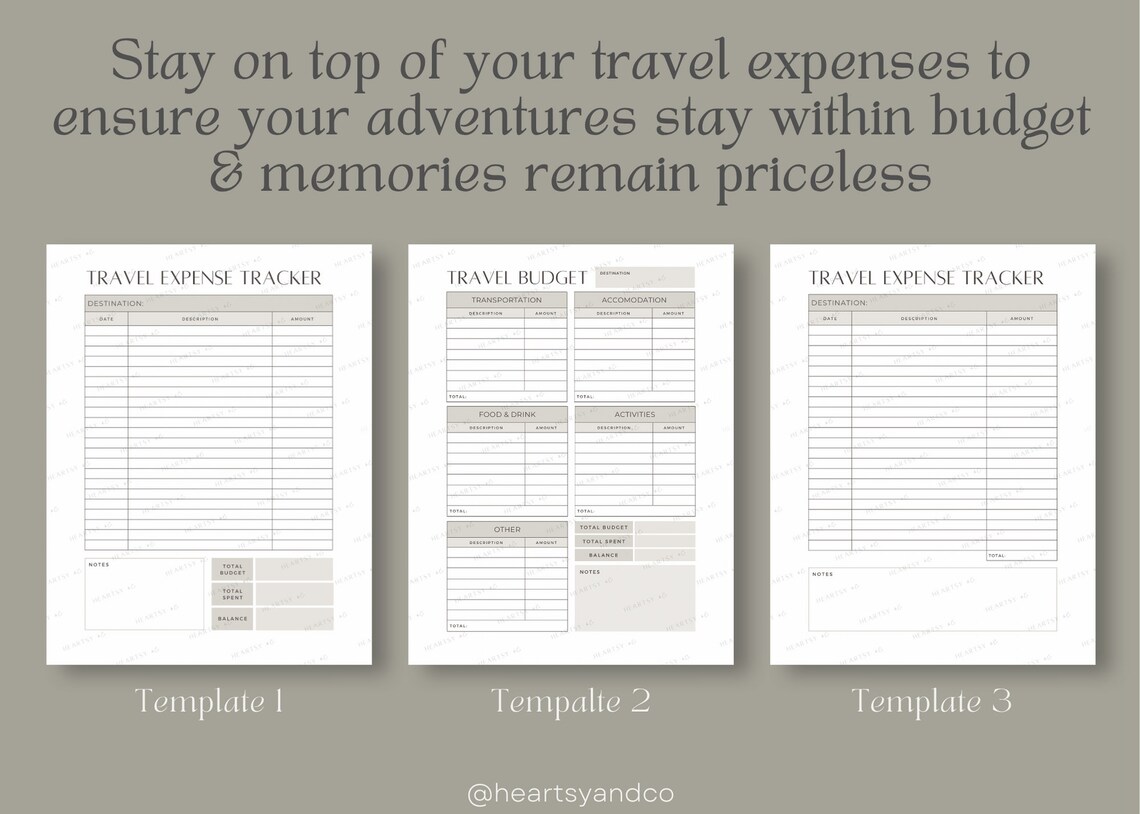 Travel Budget Printable, Vacation Budget Template, Travel Expense ...