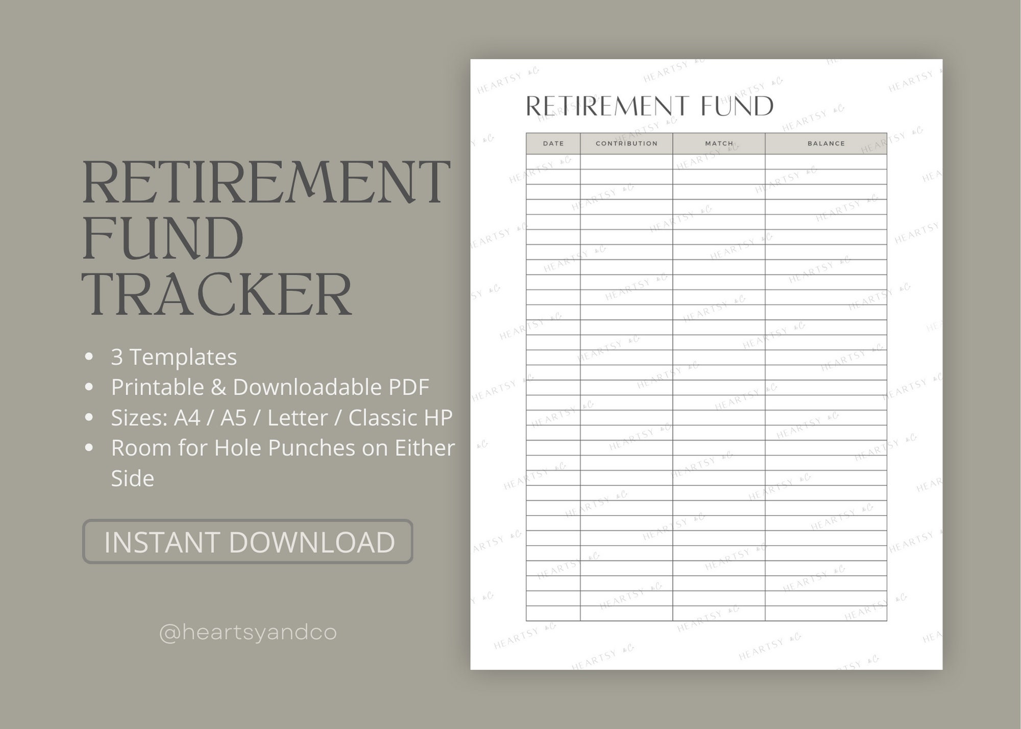 Retirement Fund Planner Printable, Retirement Fund, Pension Tracker ...