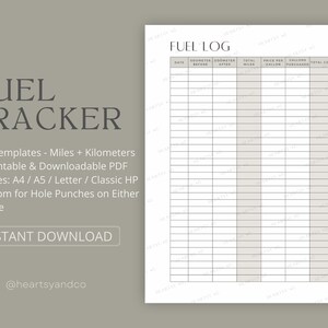 Fuel Cost Tracker Printable, Fuel Expense Log, Gas Budget, Mileage ...
