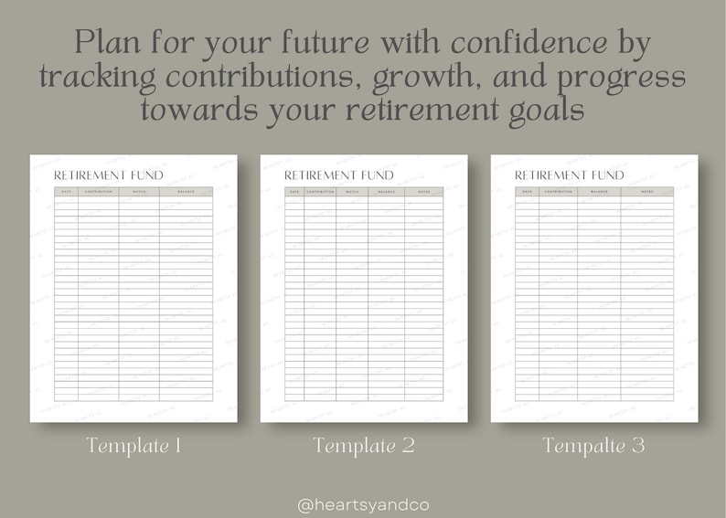 Retirement Fund Planner Printable, Retirement Fund, Pension Tracker ...