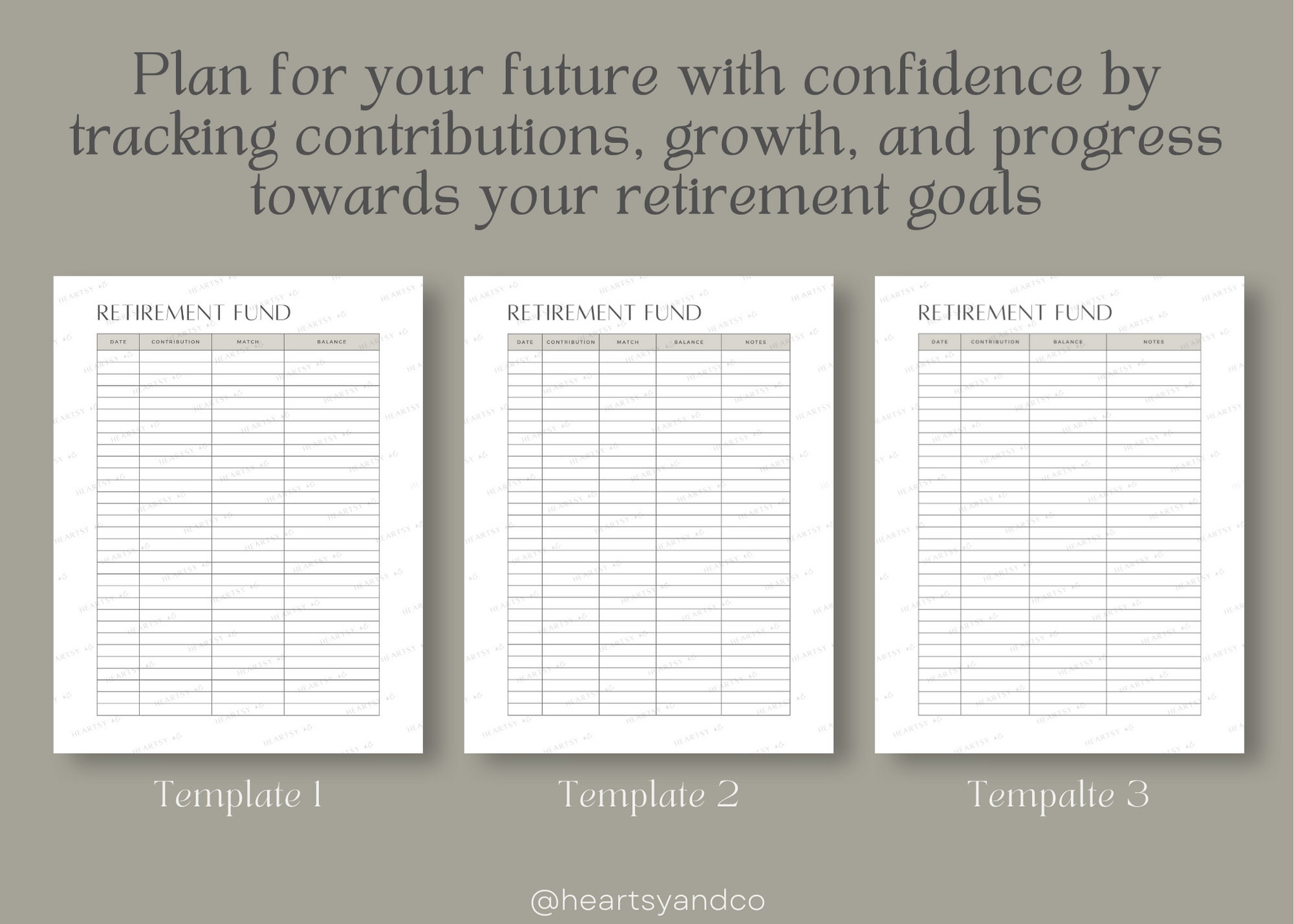 Retirement Fund Planner Printable, Retirement Fund, Pension Tracker ...