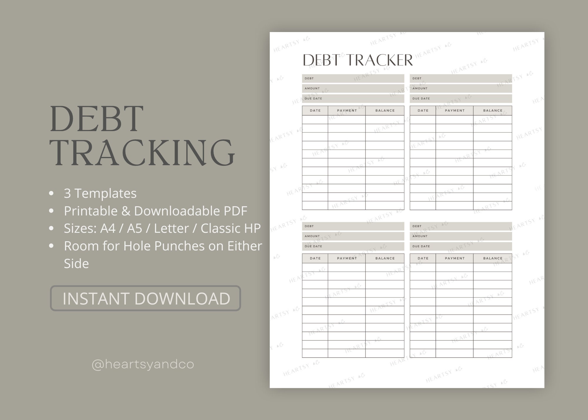 Debt Tracker Printable, Debt Payoff Planner, Debt Tracker Log, Simple ...