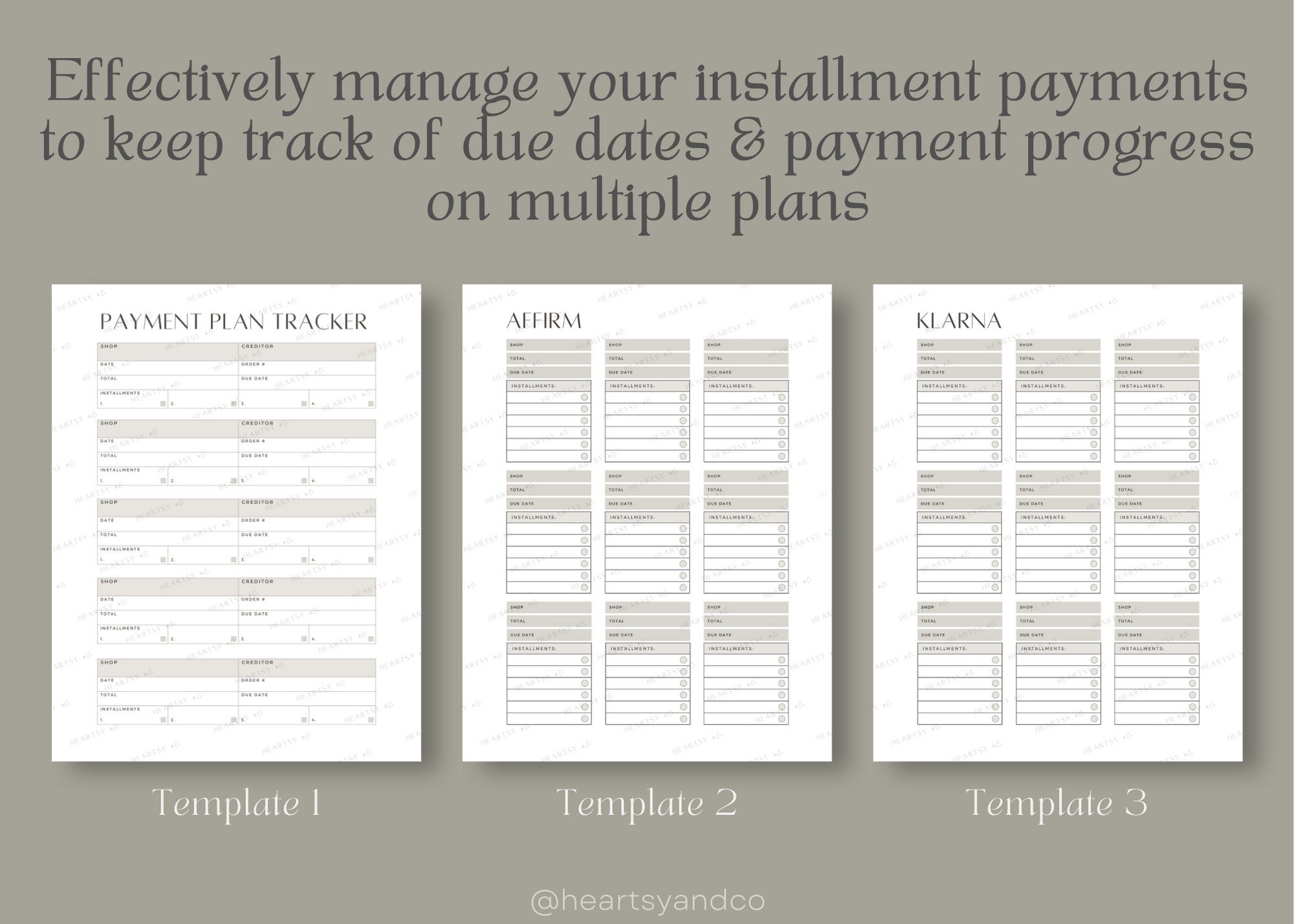 Payment Plan Tracker Printable, Installment Planner, Payment Planner ...