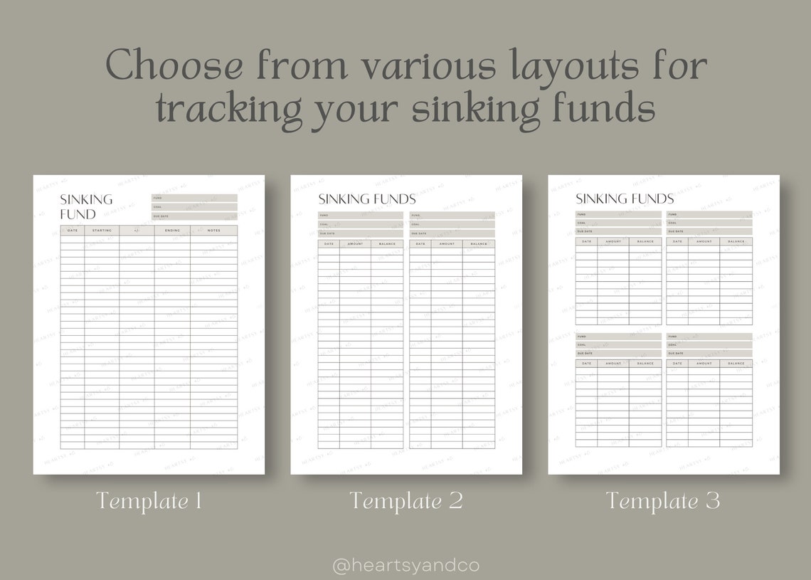 Sinking Funds Tracker Printable, Simple Sinking Fund Tool, Savings ...