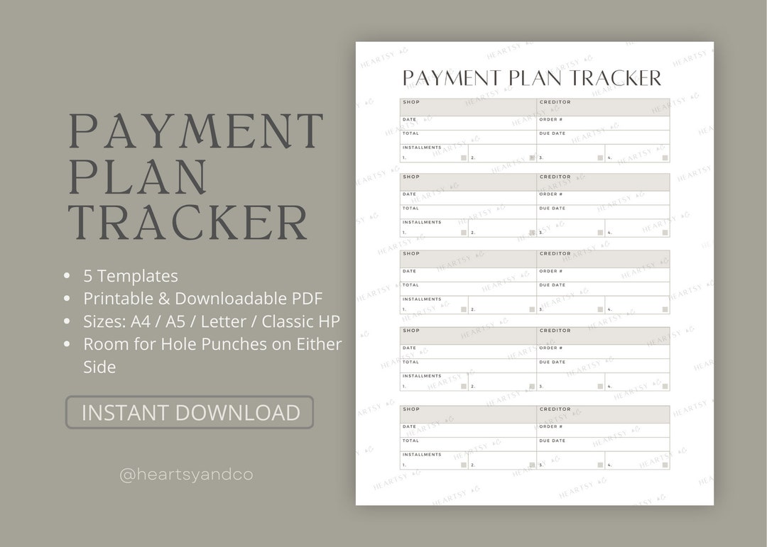 Payment Plan Tracker Printable, Installment Planner, Payment Planner ...