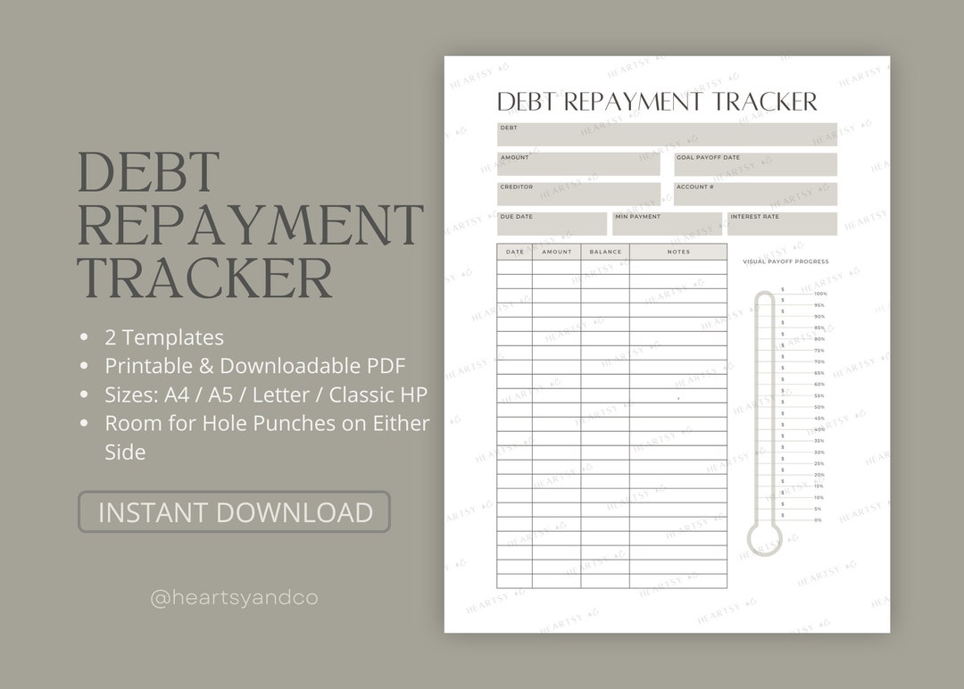 Debt Repayment Tracker Printable, Debt Repayment Plan, Visual Debt ...
