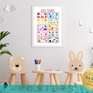 Preschool Colour Poster | A2 and A3 | UK and US Spelling Variations ...