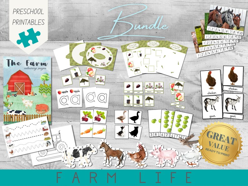 Farm Theme Bundle | Preschool and Homeschool Activities | Colouring ...