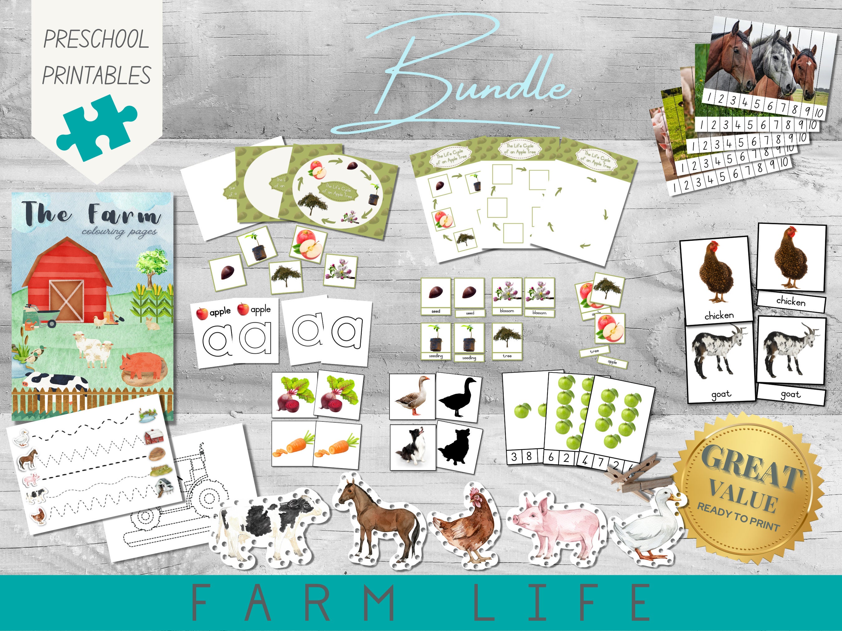 Farm Theme Bundle | Preschool and Homeschool Activities | Colouring ...