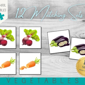 Vegetable Matching Preschool Activity | 12 Sets | 24 Cards | High ...