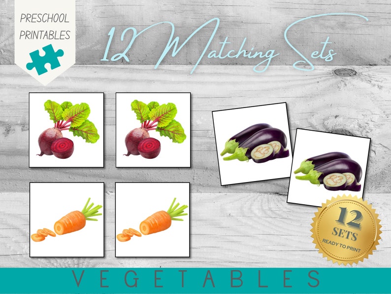 Vegetable Matching Preschool Activity | 12 Sets | 24 Cards | High ...