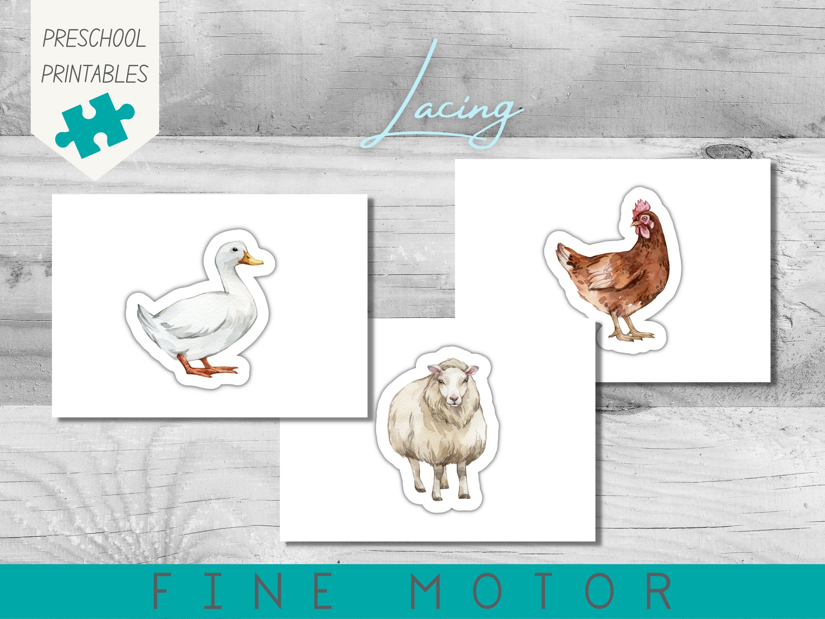 Farm Animals Lacing Card Activity Preschool & Home Learning Montessori ...