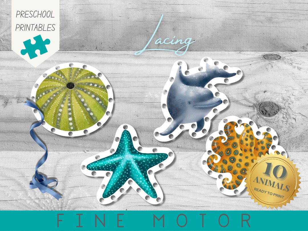 Sea Ocean Animals Lacing Card Activity | Preschool & Homeschool ...