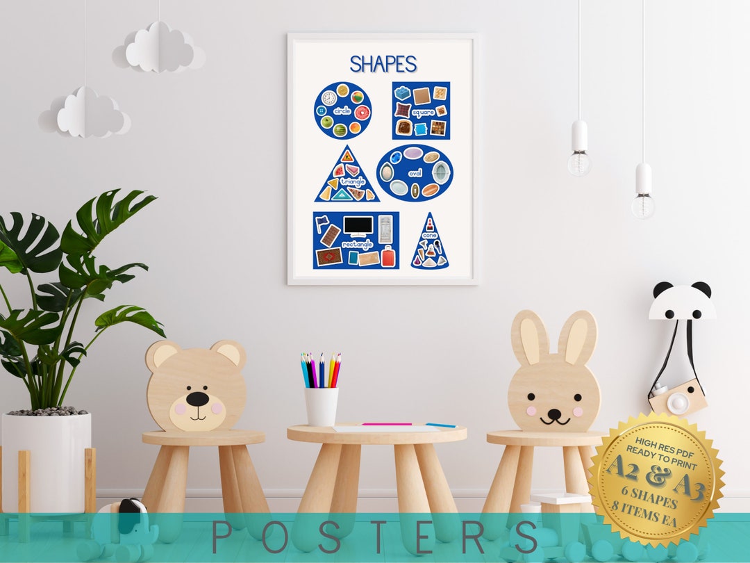 Preschool Shape Poster | A2 and A3 | PDF Printable | Children's Bedroom ...