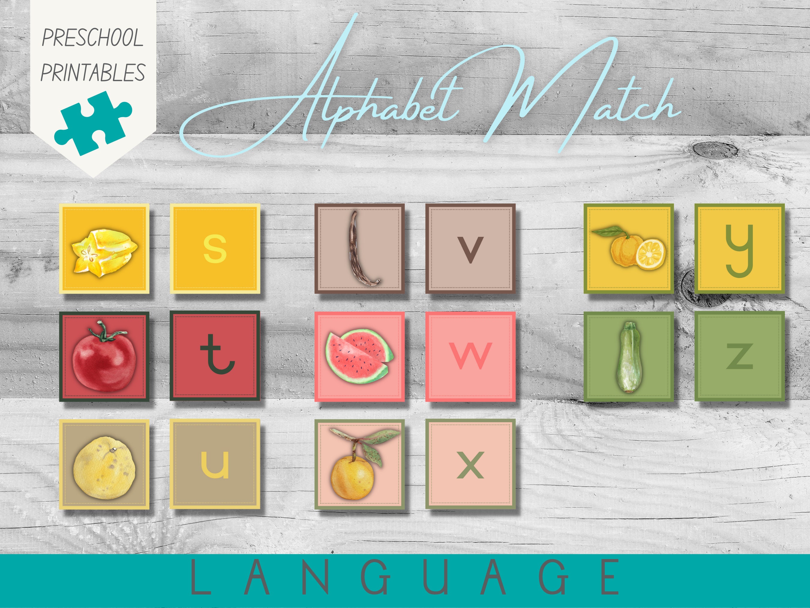 Letter Match A-Z Fruit Phonics Matching Activity Alphabet Language PDF ...