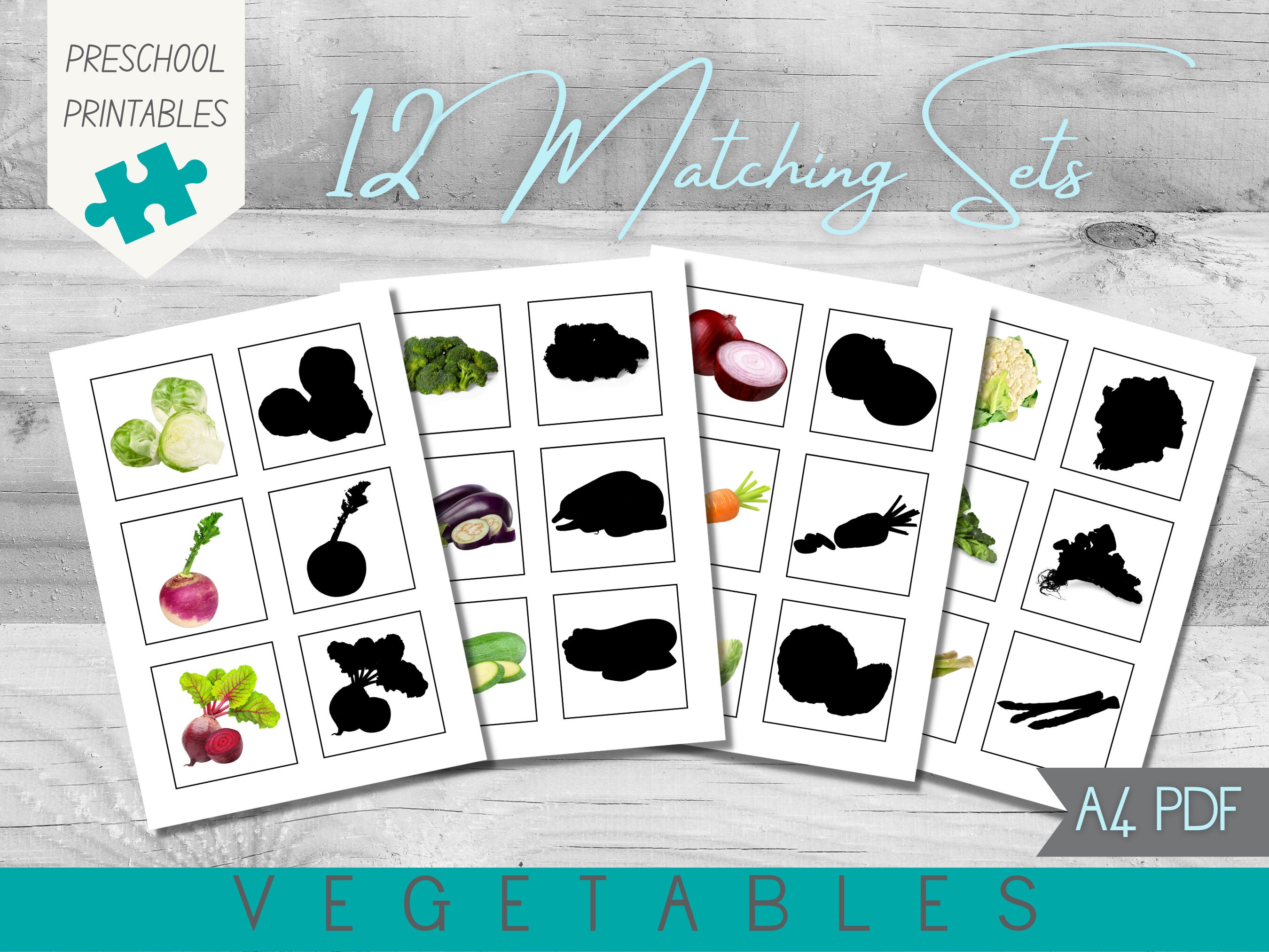 Vegetable Shadow Matching Preschool Activity | 12 Sets | 24 Cards ...