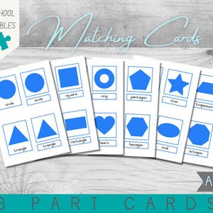 Matching Shapes | 3 Part Cards | PDF Printable - Etsy