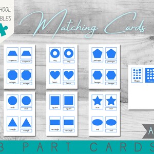 Matching Shapes | 3 Part Cards | PDF Printable - Etsy