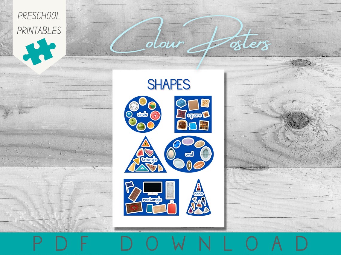 Preschool Shape Poster | A2 and A3 | PDF Printable | Children's Bedroom ...