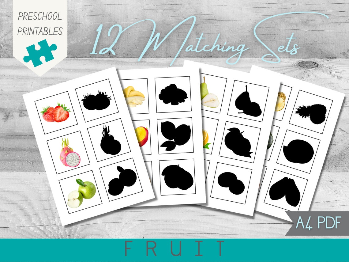 Fruit Shadow Matching Preschool Activity 12 Sets 24 Cards High ...