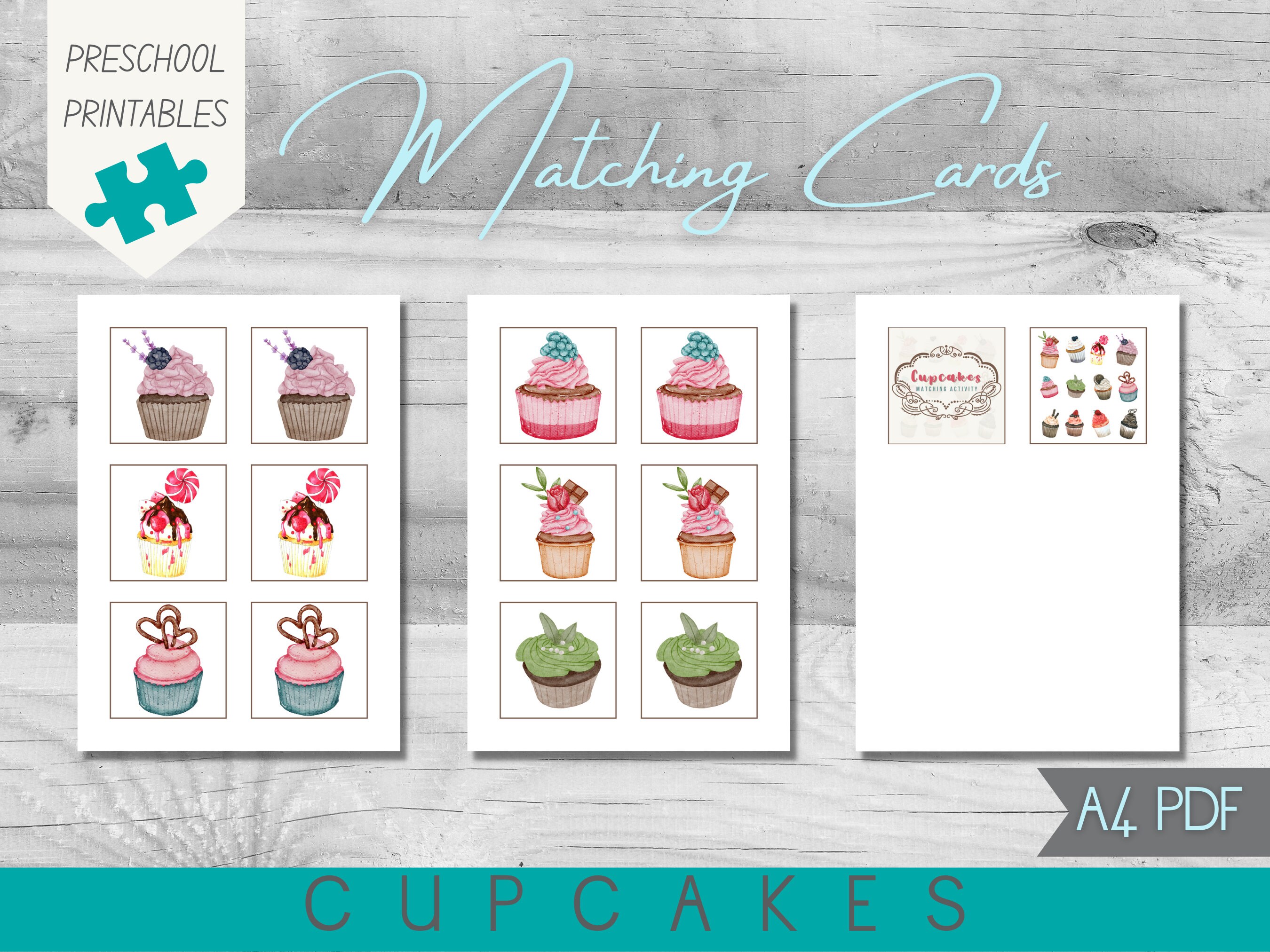 Cupcake Matching | Preschool Activity | 12 Sets | 24 Cards ...