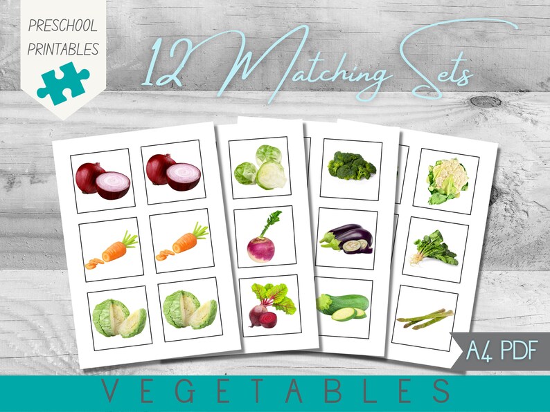 Vegetable Matching Preschool Activity | 12 Sets | 24 Cards | High ...