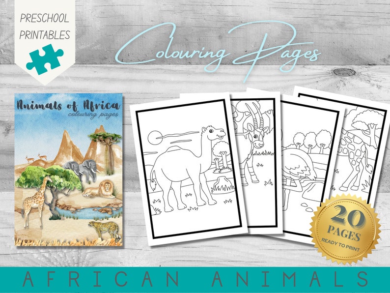 African Animals Colouring Pages | Preschool Activity | Home & School ...