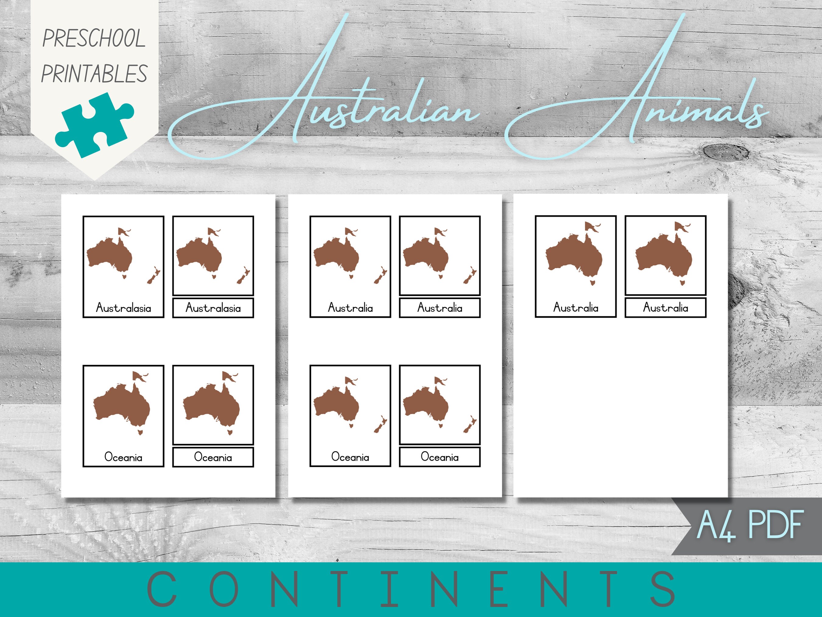 Australian Animals | Montessori Continents | 12 Animals | 3 Part Cards ...