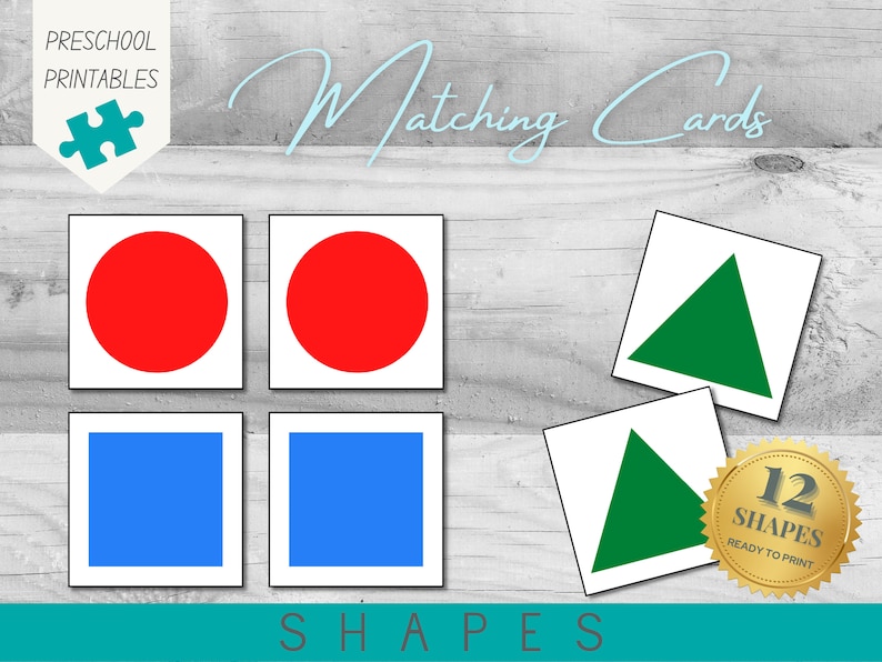 12 Shapes PDF Printable Shape & Colour Matching Set Learning & School ...