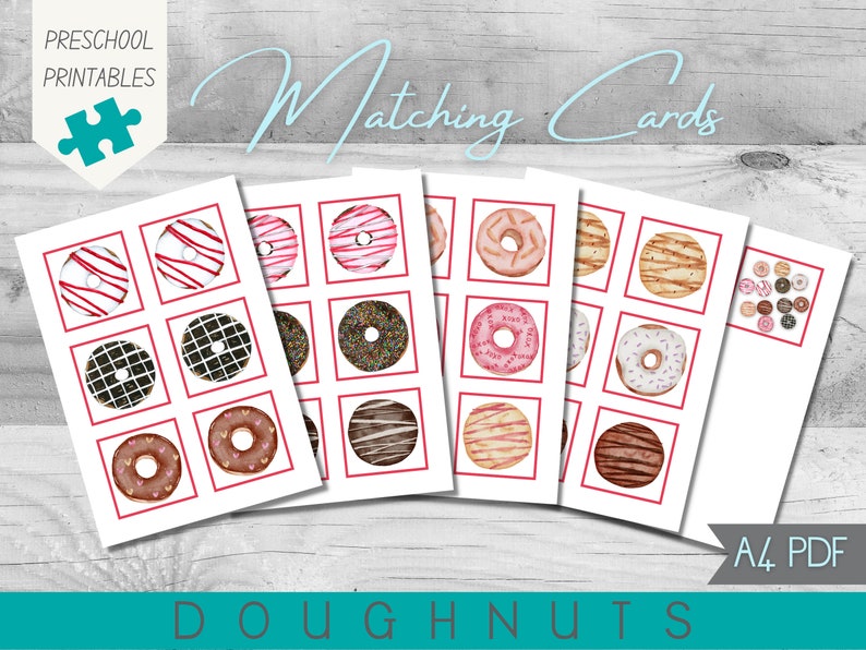 Doughnut Matching | Preschool Activity | 12 Sets | 24 Cards ...