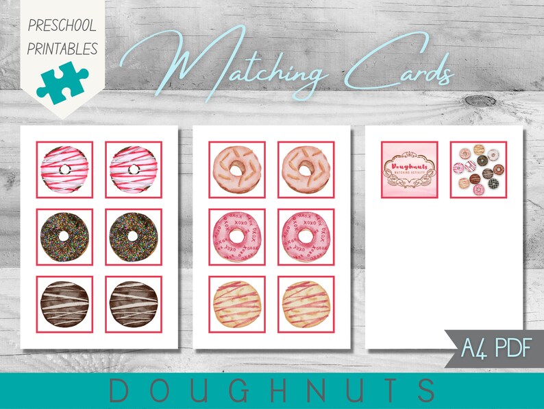 Doughnut Matching | Preschool Activity | 12 Sets | 24 Cards ...