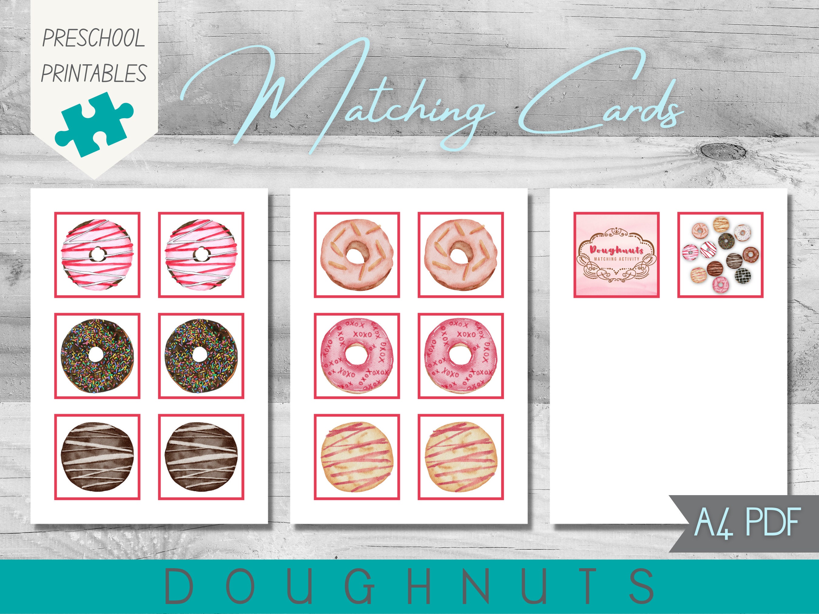 Doughnut Matching | Preschool Activity | 12 Sets | 24 Cards ...