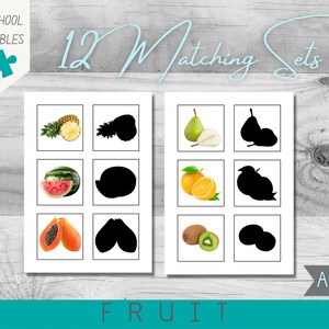Fruit Shadow Matching Preschool Activity | 12 Sets | 24 Cards | High ...