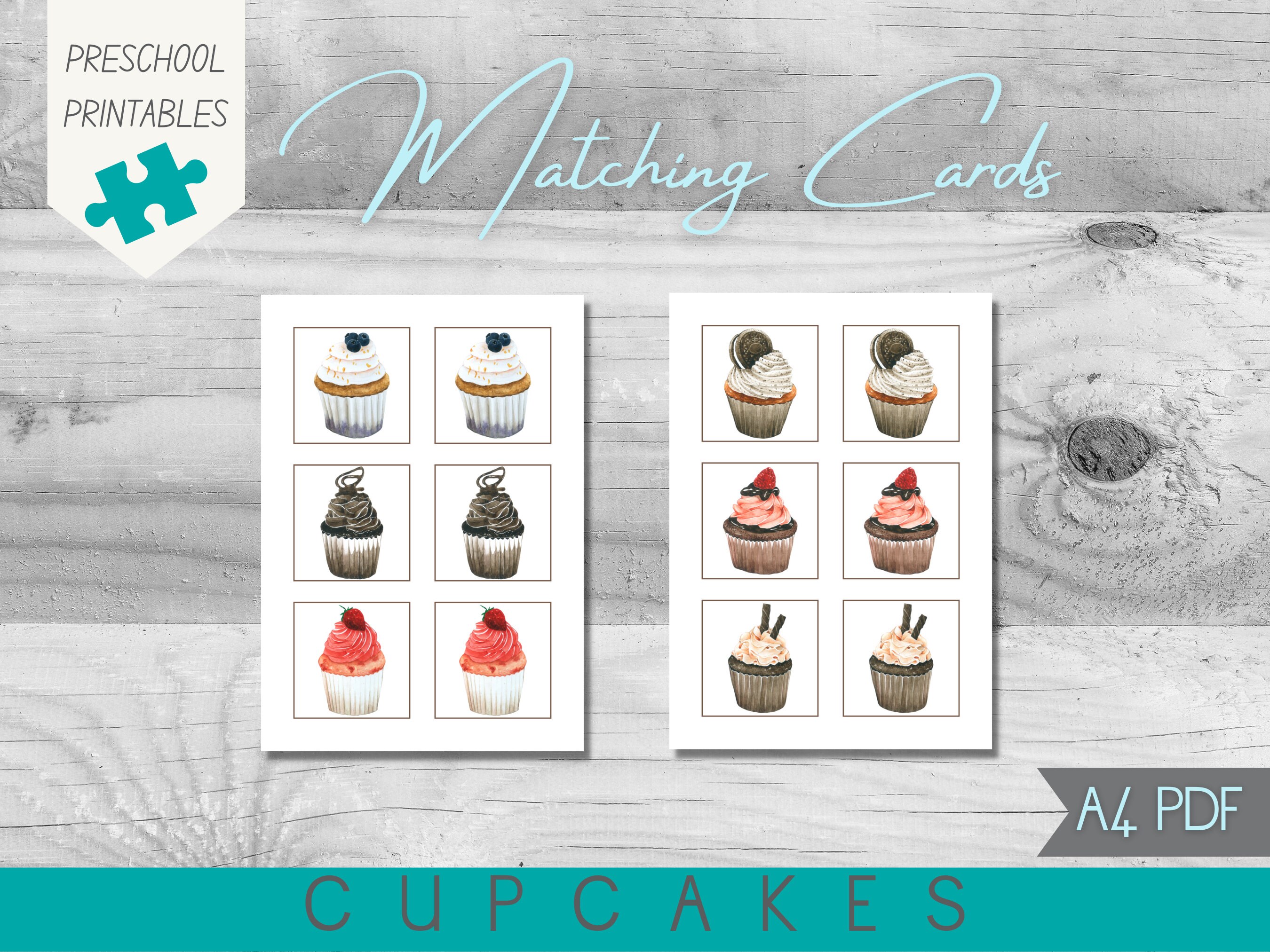 Cupcake Matching | Preschool Activity | 12 Sets | 24 Cards ...