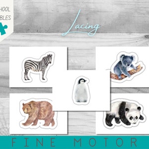 Wild Animals Lacing Card Activity | Preschool & Homeschool | Montessori ...