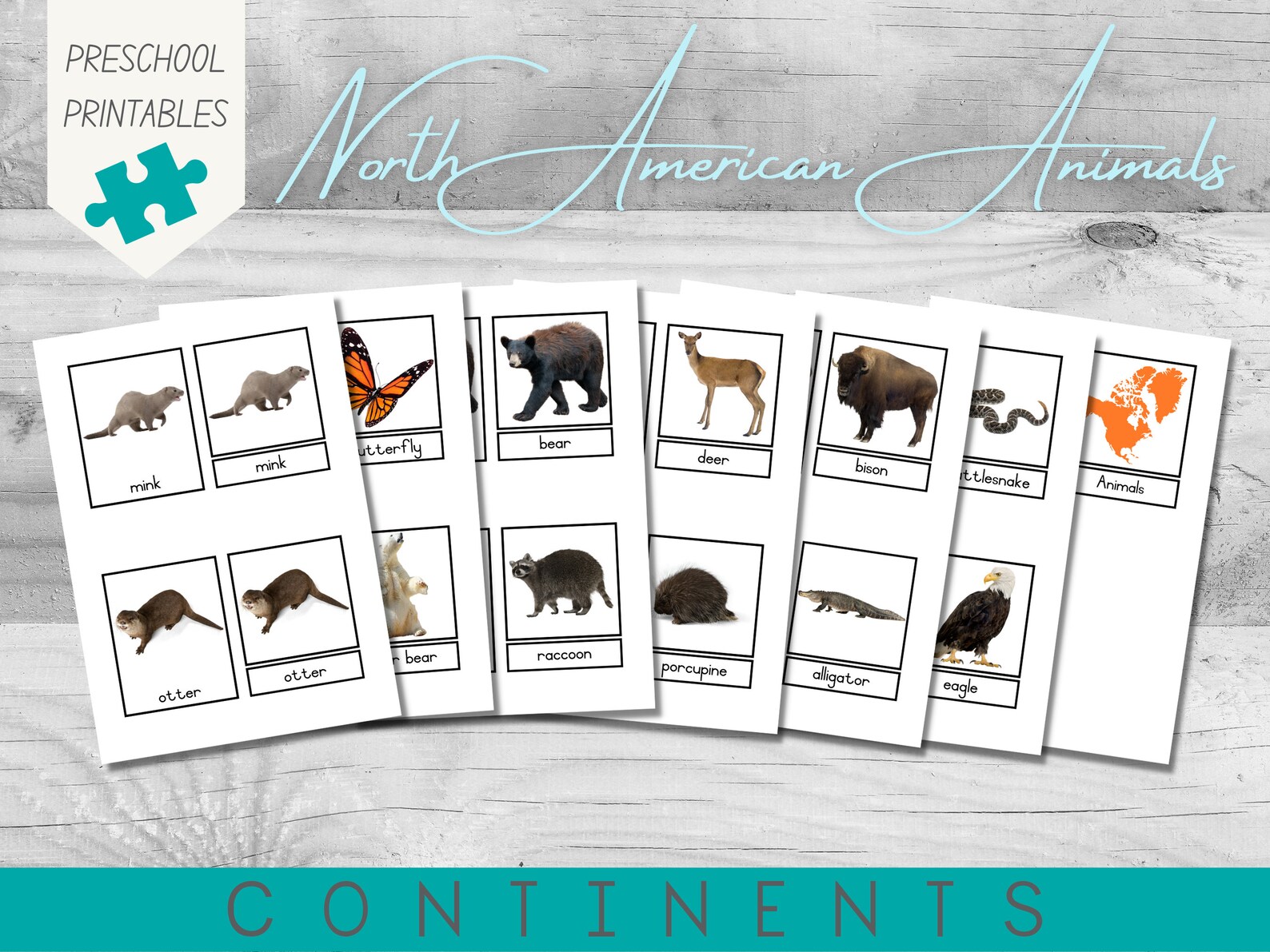 Montessori Continents | Animals of the World Bundle | Matching Cards ...