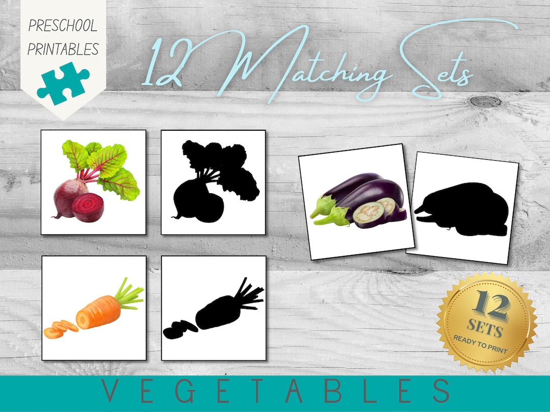 Vegetable Shadow Matching Preschool Activity | 12 Sets | 24 Cards ...