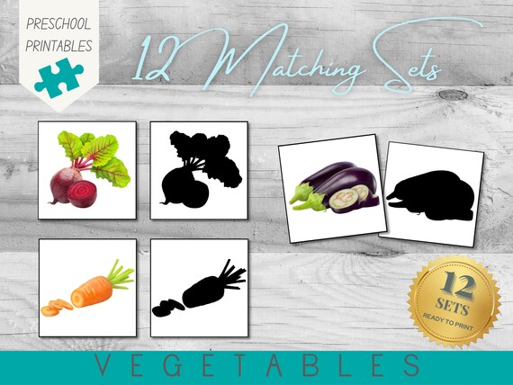 Vegetable Shadow Matching Preschool Activity 12 Sets 24 - Etsy