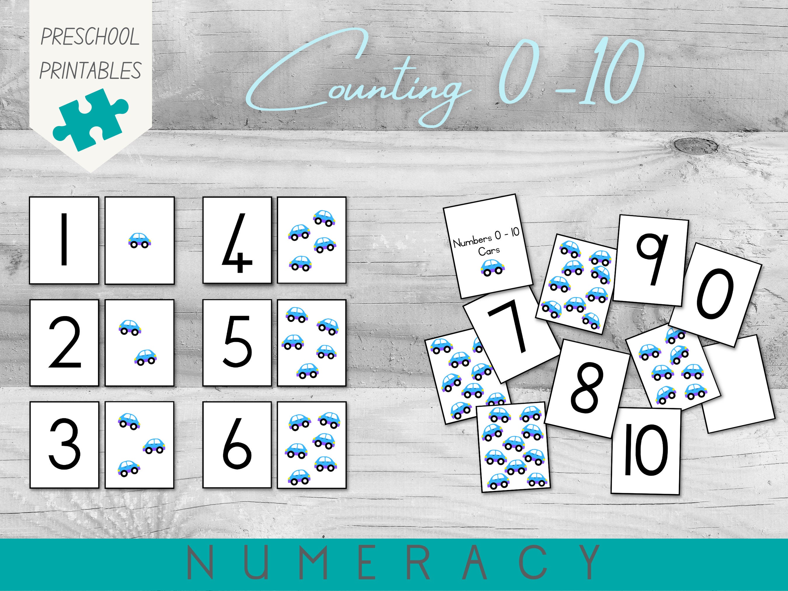 Preschool Counting Activity Matching Cards Numbers 0 10 PDF Printable ...