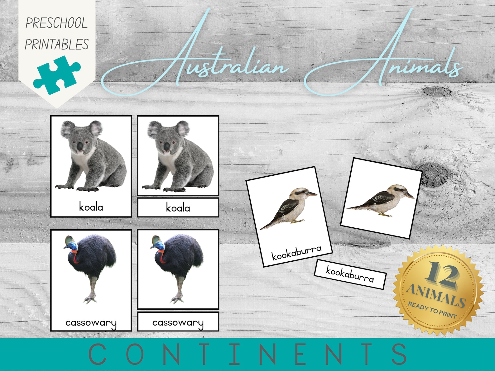 Australian Animals | Montessori Continents | 12 Animals | 3 Part Cards ...